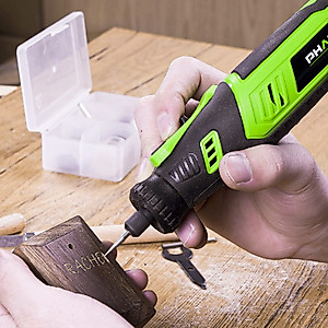 PHALANX 8V Cordless Rotary Tool Kit, 2.0 Ah Battery Rechargeable Rotary Tool with 73pcs Accessories, 5-Speed LED Light, Idea for Sanding, Carving, Polishing, Engraving, Wood Carving, Pet Grooming