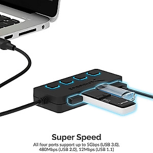 Sabrent 4-Port USB 3.0 Hub + 22AWG 3 Feet USB 3.0 Extension Cable