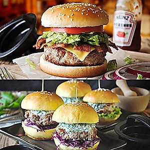 iPstyle Burger Press Patty Maker, Non-Stick Hamburger Mold Kit for Easily Making Delicious Stuffed Burgers, Regular Beef Burger and Perfect Shaped Patties, Best Indoor Kitchen Gadgets Cooking (Black)