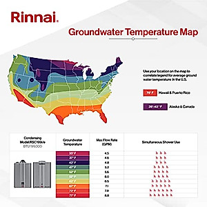 Rinnai RSC199iN Smart-Circ Condensing Gas Tankless Water Heater, Super High Efficiency Plus Natural Gas Water Heater, Up to 11 GPM, Indoor Installation, 199,000 BTU