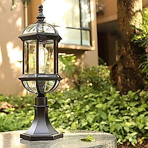 XJJZS Rustic Waterproof led Pillar Wall Lamp,Vintage Outdoor Glass LED Post Lighting,Villas Garden Porch Home Landscape Pathway Lights