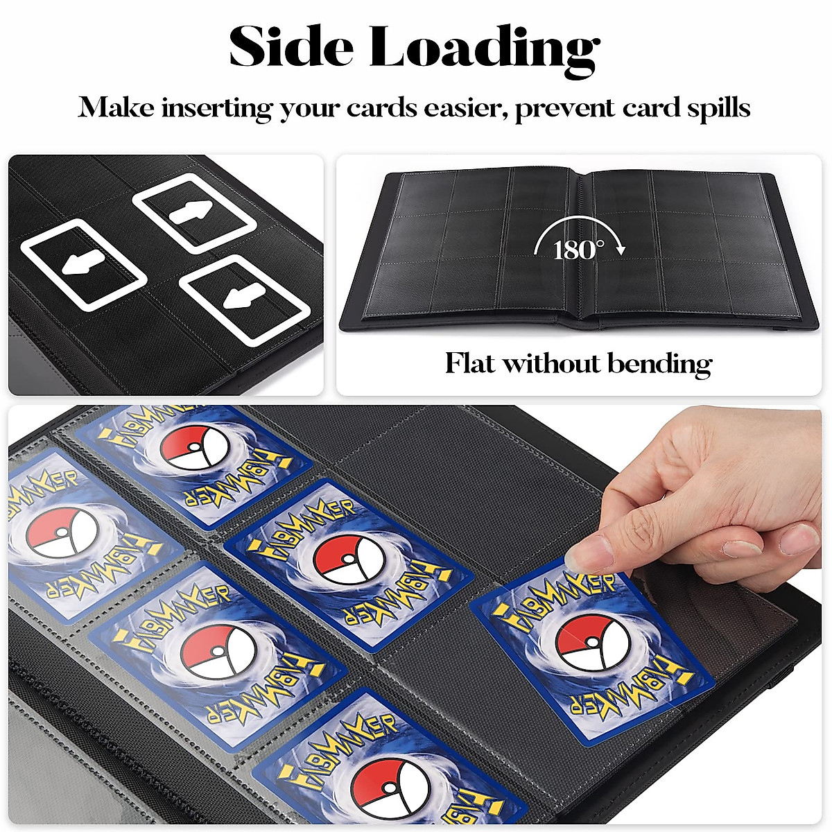 Trading Card Binder 9 Pocket, Fabmaker PU Cover Card Collection Binder for 360 Cards, Premium Card Book, Sturdy Card Holder Folders, Card Album for YuGiOh, MTG, TCG, Game Cards & Sports Cards, Red