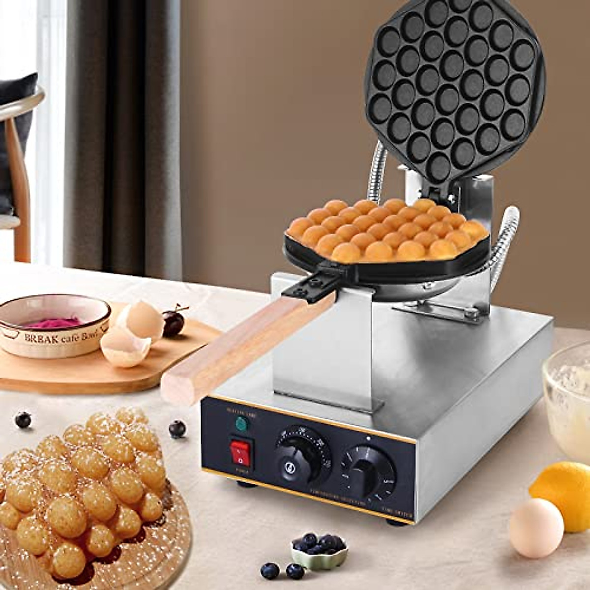 Dyna-Living Bubble Waffle Maker 1400W Commercial Bubble Waffle Maker Machine Non-stick Egg Waffle Maker Electric Bubble Waffle Baker for Home Use