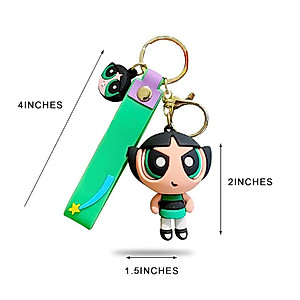 Zgwafdww The PowertoPuff Girls Toys Backpack Shoulder bag Pendant Accessories Keychain Charm Keyring Gifts for Girls Boys.(2inches pack of 4