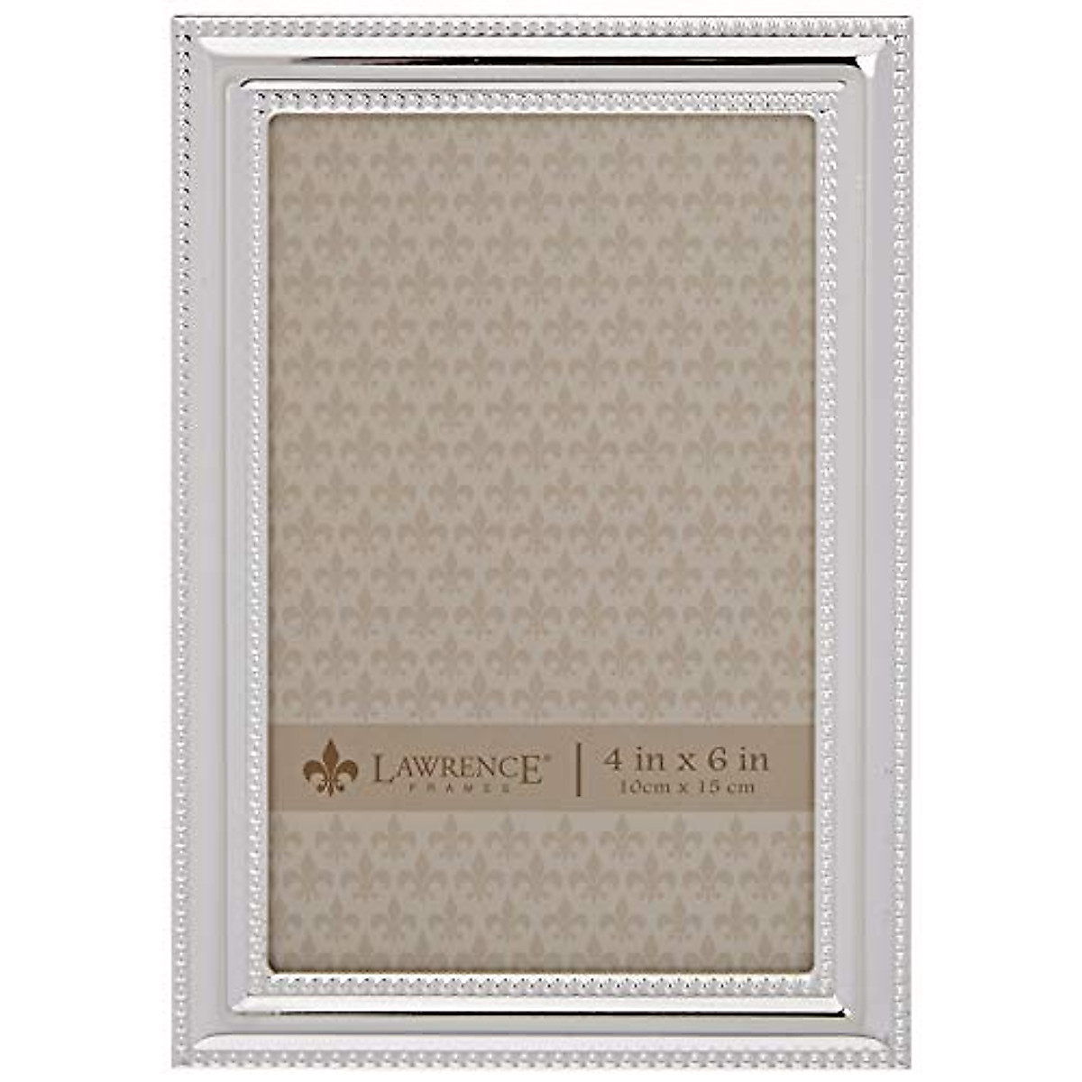 Lawrence Frames 510746 Metal Picture Frame Silver-Plate with Delicate Beading, 4 by 6-Inch