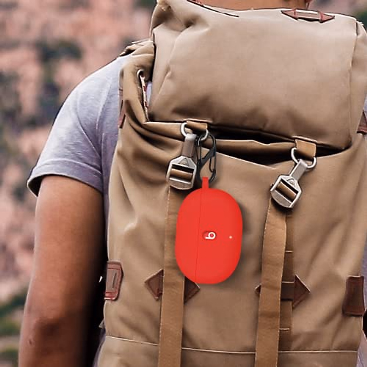 MOLOVA Silicone Case Cover for 2021 New Beats Studio Buds, Anti-Lost Shockproof Protective Case Cover for Beats Studio Bud with Keychain Easy Carrying Replacement Case with Carabiner（Red）