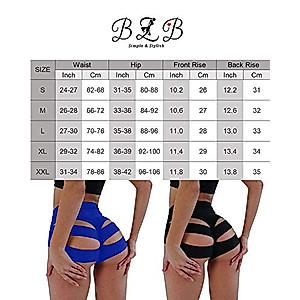 BZB Women's Yoga Shorts Cut Out Scrunch Booty Hot Pants High Waist Gym Workout Active Butt Lifting Sports Leggings (Black,Medium)