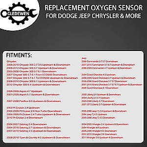 Oxygen Sensor Upstream & Downstream O2 Sensor 2PCS | for Chrysler 300 Town & Country Dodge Dakota Durango Ram Jeep Wrangler Grand Cherokee & More | Replace# 234-4587, 05149171AA, 68144248AA