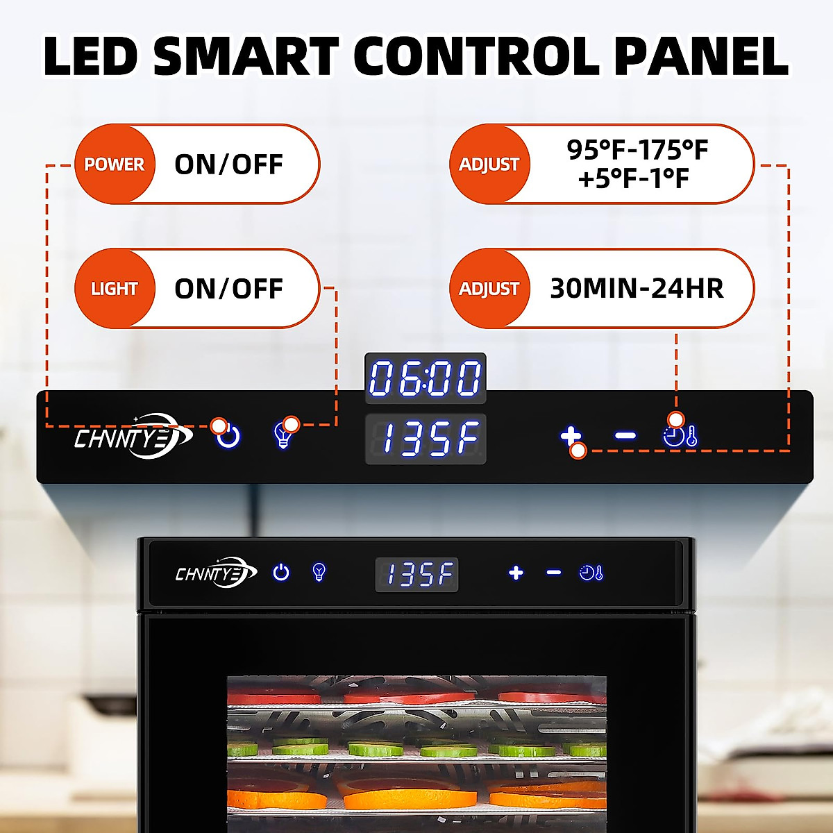 Food Dehydrator with 12 Stainless Steel Trays, Double Fans, Precise Temperature Control, and Fast Drying Speed with Adjustable Timer and Temperature Control - 1200W Dryer Machine