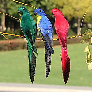 LWINGFLYER 2pcs 7.8" Artificial Parrot Foam Feathered Parrot Clip on Bird for Shoulder Prop Pirate Costume Decoration Christmas Tree Ornament Modern Home Garden Decor (Green Yellow)