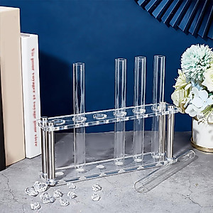 OLYCRAFT 6 Sockets Clear Acrylic Test Tube Rack Test Tube Display Stands Acrylic Centrifuge Tube Rack Glass Holder Rack Transparent Test Tube Holder for Test Tube Chemistry Laboratory 9.5x2x3.6 inch