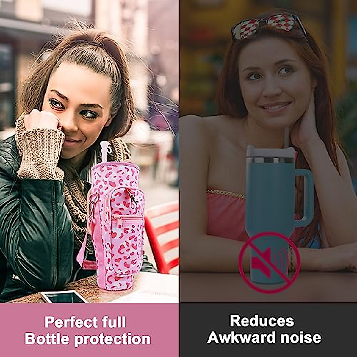 MLKSI Cup Bag for Stanley 40oz Tumbler with Handle, Insulated Sleeve Water Bottle Carrier Bag with Adjustable Shoulder Strap for Stanley Tumbler Accessories Stanley 40 oz Cup