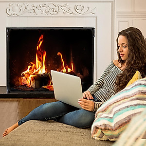 Magnetic Fireplace Cover for Inside Fireplace Stops Heat Loss, Fireplace Blanket Draft Stopper for Winter & Summer, Hot & Cold Air Blocker, Flame, 38”W X 31”H Insulated Fireplace Draft Cover