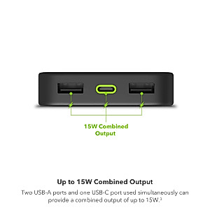 mophie Powerstation 2023 with PD Power Bank - 10,000 mAh Large Internal Battery, (2) USB-A Port and (1) 20W USB-C PD Fast Charging Input/Output Port, Travel-Friendly