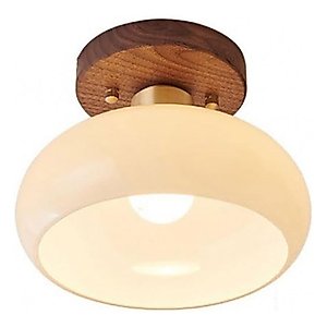 CATA-MEDICA Ceiling Lamp Mid-Century Modern Semi Flush Mount Ceiling Light with Glass Shade Vintage Milky White Glass Ceiling Lamp for Living Room Bedroom 1 Pack/2 Pack