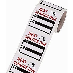 Oil Change Auto Maintenance Service Due Reminder Stickers Labels 100pcs/Roll Stickers，Easy-Peel with No Residue, Easy to Write On，2x2 Inch, Black