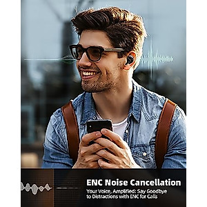 Skysay Wireless Earbuds ENC Noise Cancellation Bluetooth 5.3 Headphones Stereo Ear Buds with Digital Power Display, 100 Hrs Standby Time (Dark Black)