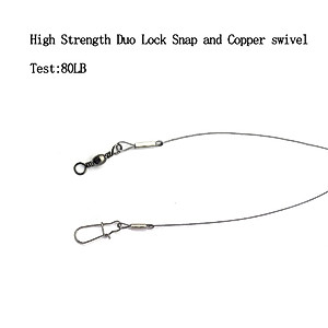 Fishing Hook Rigs with Sinker 49 Strands Steel Leaders-Saltwater Surf Fishing Tackle Kit Heavy Duty Hooks,7 * 7 Strands Steel Wire with Nylon-Coating (20#, 2 Hooks Rig with Sinker)