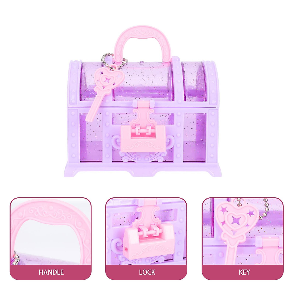 2pcs Box Treasure Chest Cosmetic Container Kids Jewelry Container Jewelry Organizer Toys for Girls Children Room Ornament Girls Bedroom Organizer Cosmetic Organizer