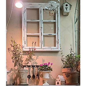 SUNHIPPIE Country Style Window Frame, Wooden Wall Decoration, Fake Window Scenery Props, Window Wall Decoration Art Suitable for Home Bedroom Living Room Garden(White,Small)