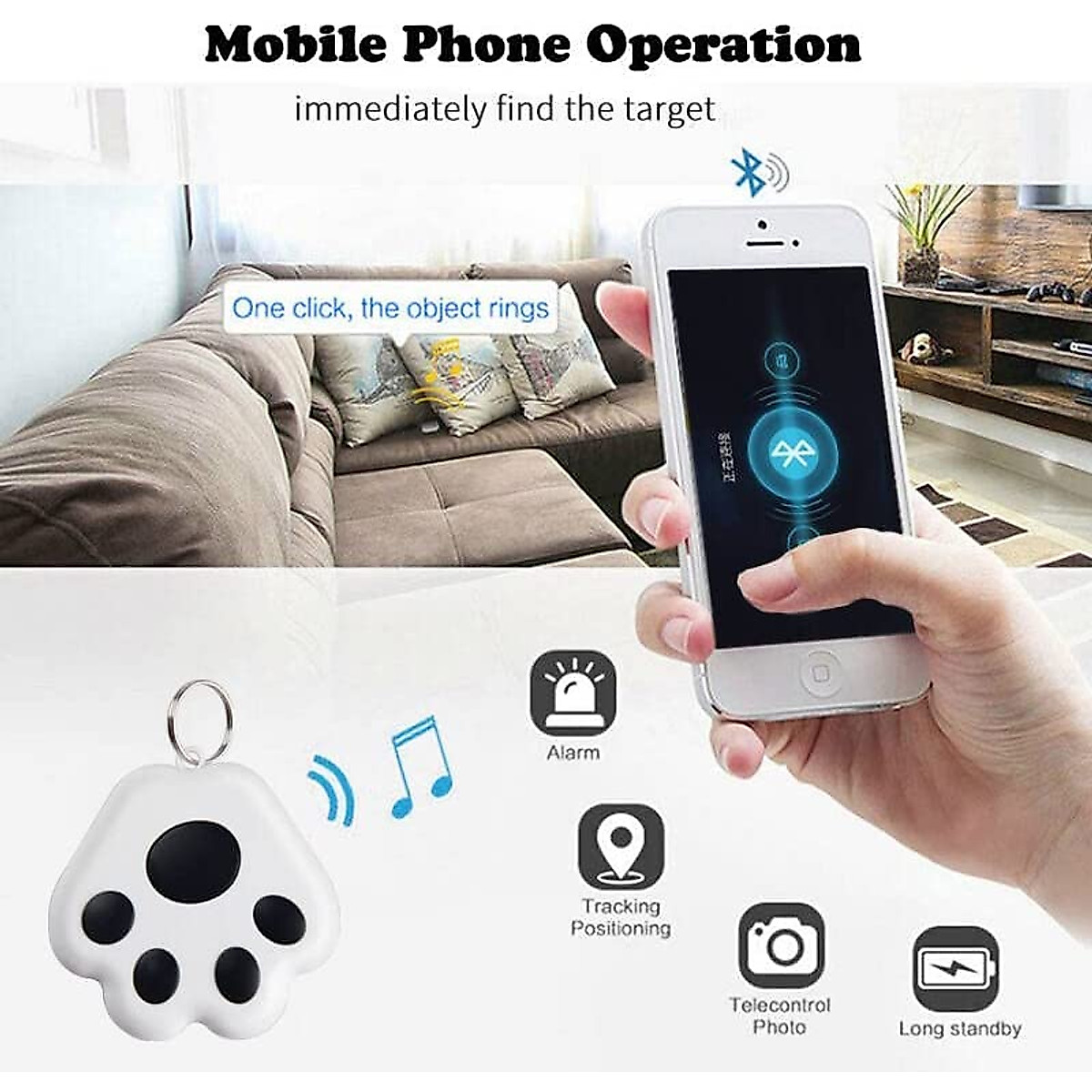 Mini Item Finder, Dog GPS Tracking Device, No Monthly Fee App Locator, 2023 Upgraded Portable Bluetooth Intelligent Anti-Lost Device for Luggages/Kid/Pet Bluetooth Alarms (1Pcs, Red)