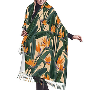 Cashmere Scarf Blanket with Tassel Bird of Paradise Womens Gifts Long Shawl Wraps Winter Stole