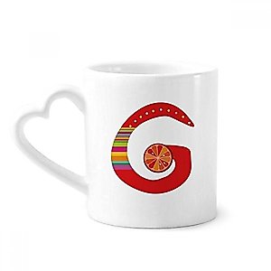 G Alphabet Orange Fruit Cute Pattern Mug Coffee Ceramic Drinkware Glass Heart Cup