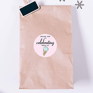 MAGJUCHE Ice Cream Thank You Stickers, Ice Cream Themed Party Sticker Labels for Favors, Decorations, 2 Inch Round, 40-Pack