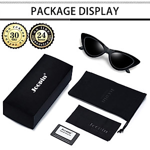 Joopin Polarized Cat Eye Sunglasses for Women, Retro Narrow Pointy Cateye Womens Sun Glasses (Black)