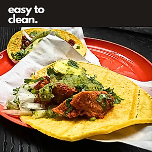 Plato Taquero Mexicano Fiesta Set - Authentic Colorful Mexican Taco Plate Set - Multicolor - Set of 12 - for Taquerias, Taco Tuesday Colorful Plastic Plates Reusable - Plato Taquero