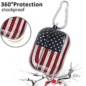 ROLEES for Airpods Pro 2nd Generation Case Cover,Cute Accessories Protective Hard Case Cover Portable & Shockproof Women Girls Men with Keychain/Strap for Airpods 2nd Charging Case(American Flag)