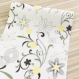 Yifely Yellow Blooms Furniture Paper Decorative Shelf Drawer Liner Self-Adhesive Storage Locker Decor 17.7 Inch by 9.8 Feet
