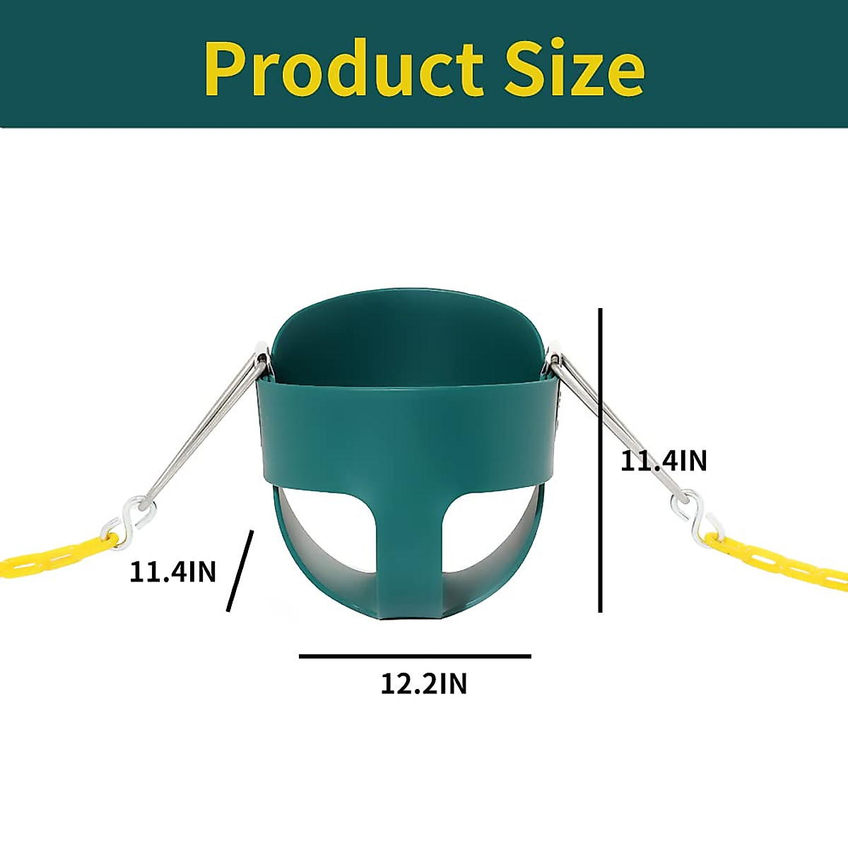 High Back Full Bucket Toddler Swing Seat with Yellow Coated Swing Chains Fully Assembled Baby Swing Outdoor - Swing Set Accessories