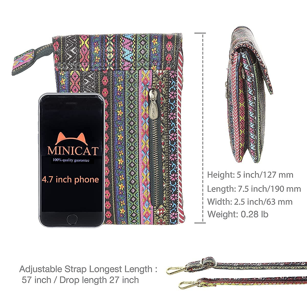 MINICAT Roomy Pockets Series Small Crossbody Bags Cell Phone Purse Wallet for Women(Upgraded National-Style)