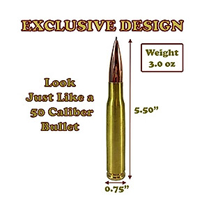 Caliber Gourmet Bullet Twist Pen, 50 Caliber Brass Bullet Design, Twist Open, in Gold, Perfect for Hunters, Military, Outdoorsman, Father's Day Gift