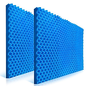 Frcevzoie 2 PACK Acoustic Panels 24”×48”×2” Egg Crate Foam sound proof foam panels for walls sound proof panels for walls High Density Acoustic Foam Wedges Sound Proofing Padding for Wall - Blue