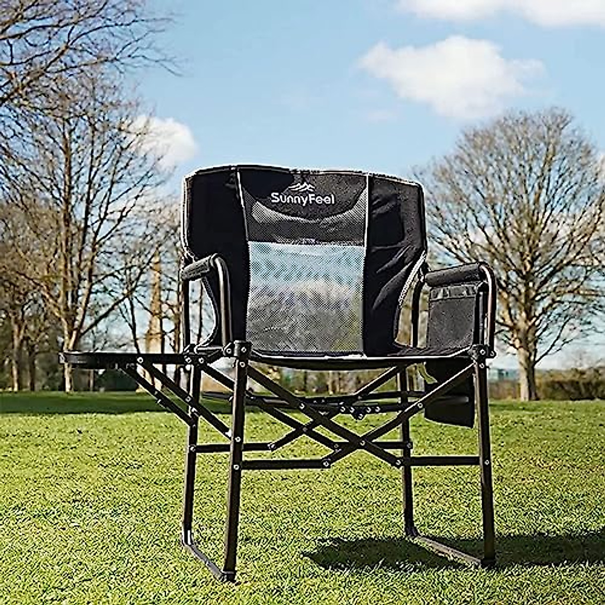 SUNNYFEEL Camping Directors Chair, Heavy Duty,Oversized Portable Folding Chair with Side Table, Pocket for Beach, Fishing,Trip,Picnic,Lawn,Concert Outdoor Foldable Camp Chairs