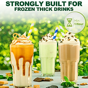 [10mm Wide] 8.5 inch Colossal Paper Straws for Smoothie & Milkshake - Colorful Stripes (Pack of 100)