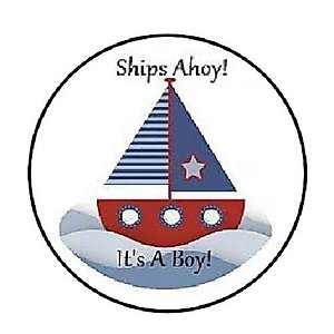 48 pcs Ships Ahoy its a Boy!​ Stickers Envelope Seals Labels Round Tags, Stamps Sticker for Gift Cards, Envelopes, Boxes for Holiday, Birthday, Christmas