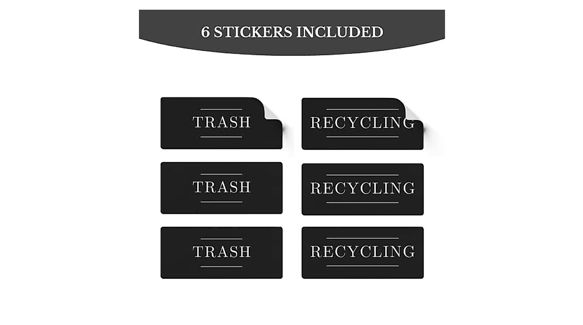 Recycling Stickers for Trash Cans - Set of 6 | Durable Labels