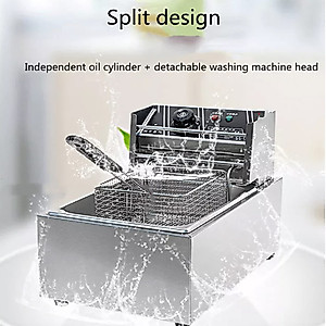 Electric Countertop Deep Fryer, 12 Liter 5000W Commercial Deep Fryer Dual Tank with Basket & Lid, Professional Tabletop Frying Machine, Adjustable Temp Time, for French Fries Turkey Chicken