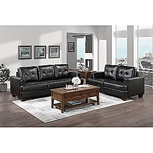 Pemberly Row 19" Modern Faux Leather Upholstered Sofa in Black