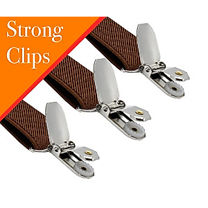 trilece Brown Suspenders for Men - Adjustable Y Shape Womens Boys Suspenders with Heavy Duty Clips (Brown, 1)