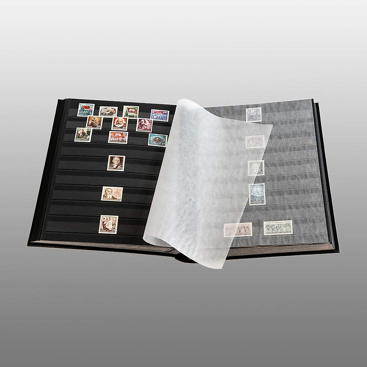 Prophila Metallic Edition Stamp Album (New) 60 Black Sides, Padded Silver Cover