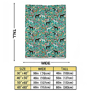 Flannel Fleece Plush Throw Blanket,Horses Floral Horse Breeds Farm Animal Pets Flowers Pattern Throw for Recliner, Air Conditioning Blanket 50x40 inch
