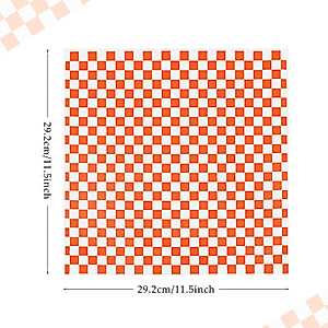 Hslife 100 Sheets Checkered Dry Waxed Deli Paper Sheets, Paper Liners for Plastic Food Basket, Wrapping Bread and Sandwiches (Orange)