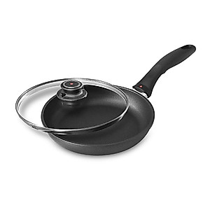 Swiss Diamond 10.25" Frying Pan - HD Nonstick Diamond Coated Aluminum Skillet, Includes Lid - Dishwasher Safe and Oven Safe Fry Pan, Grey