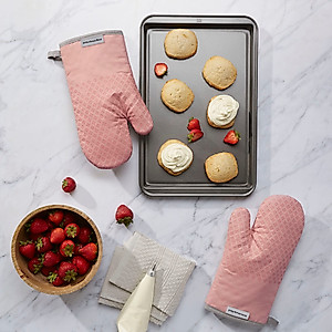 KitchenAid Asteroid Oven Mitt Set, Dried Rose 7"x12.5"