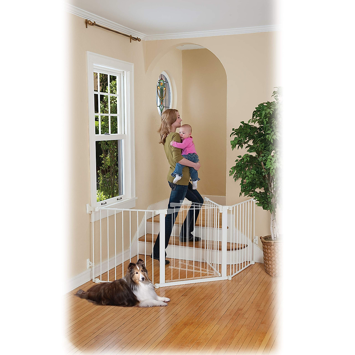 KidCo G3000 Auto Close Configure Gate w/ 30" Door - Wide Area Baby Gate Enclosure (White)