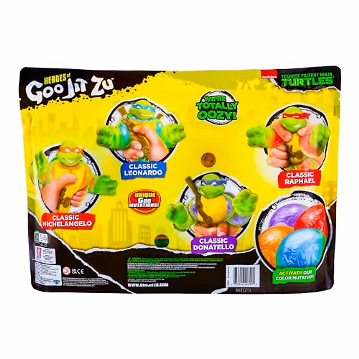 Heroes of Goo Jit Zu Teenage Mutant Ninja Turtles | 4 Pack | Super Oozy Toy Figures | Classic Donatello, Classic Michelangelo, Classic Leonardo & Classic Raphael | with Different Colored Mutations